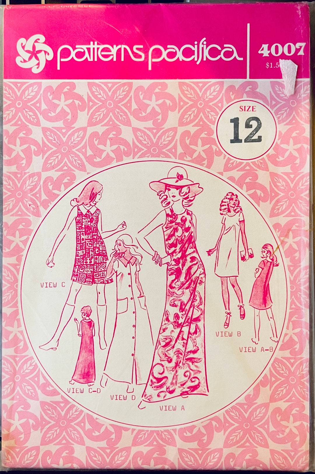 Vintage 1970s Patterns Pacifica 4007 Mod Hawaiian Dress Pattern Maxi ...
