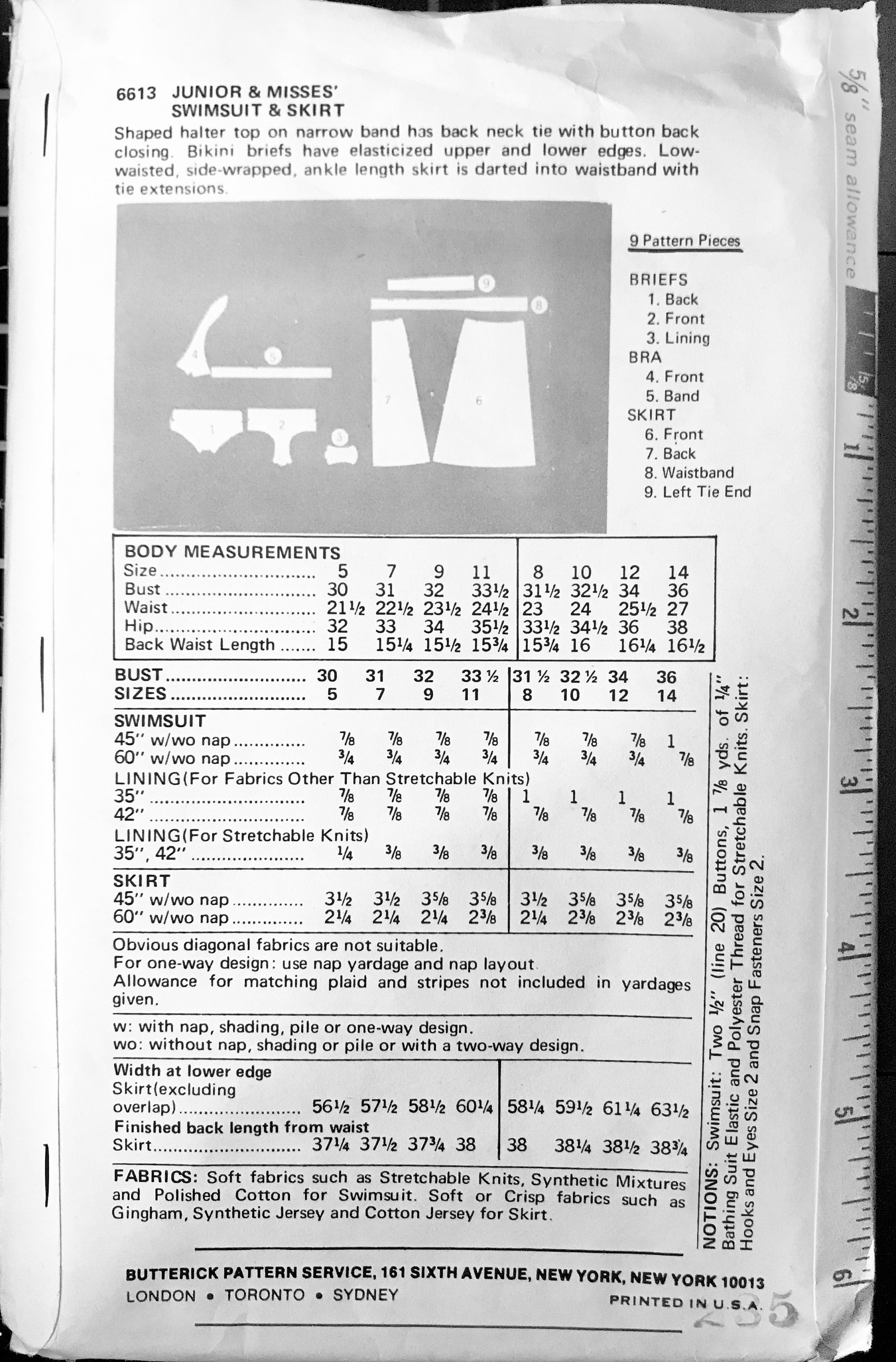 1970s Butterick 6613 Halter Bikini SWIMSUIT & SKIRT Pattern - Etsy