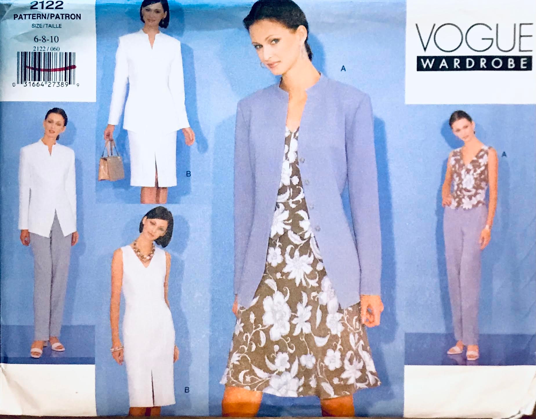 VOGUE 2122 WARDROBE PATTERN Jacket Top Dress Pants Skirt Career ...
