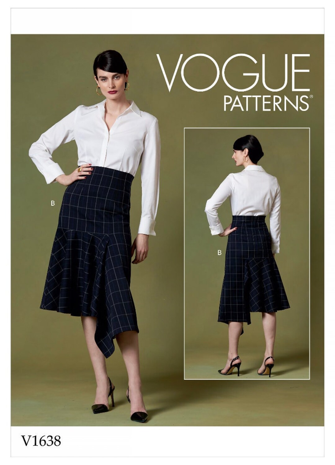 Vogue 1638 Asymmetrical Skirt Pattern Easy to Sew Fit and Flare Skirt Uncut Womens Sewing ...
