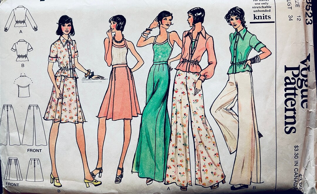 Vintage Vogue 8523 Wardrobe Separates Pattern Jacket Halter Top Skirt ...