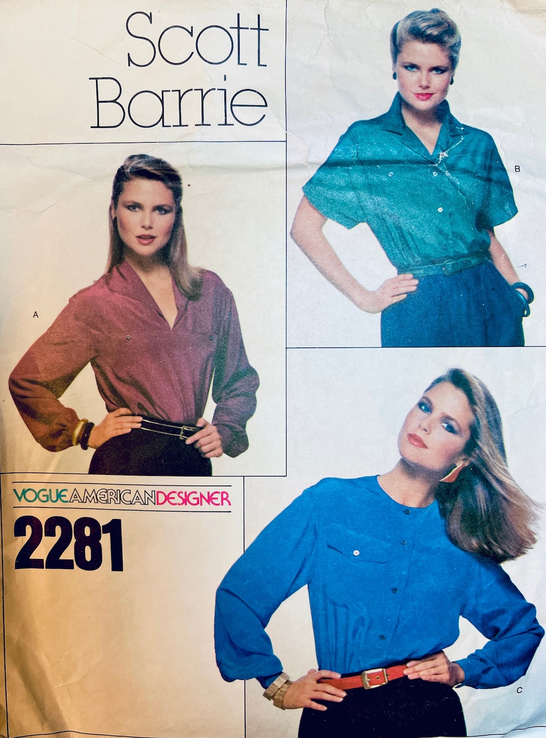 1970s Vintage Vogue 2281 Scott Barrie Loose Fitting Blouse Pattern ...