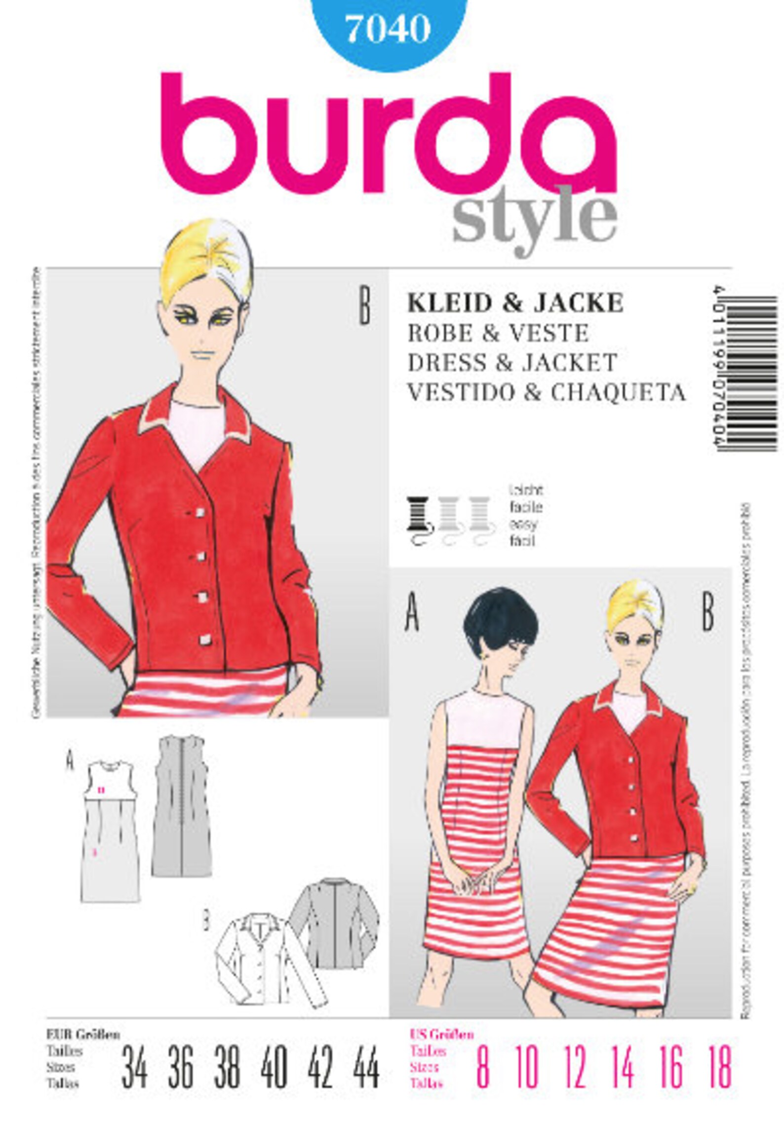 Burda 7040 Mod Shift DRESS & JACKET PATTERN Sleeveless Dress - Etsy