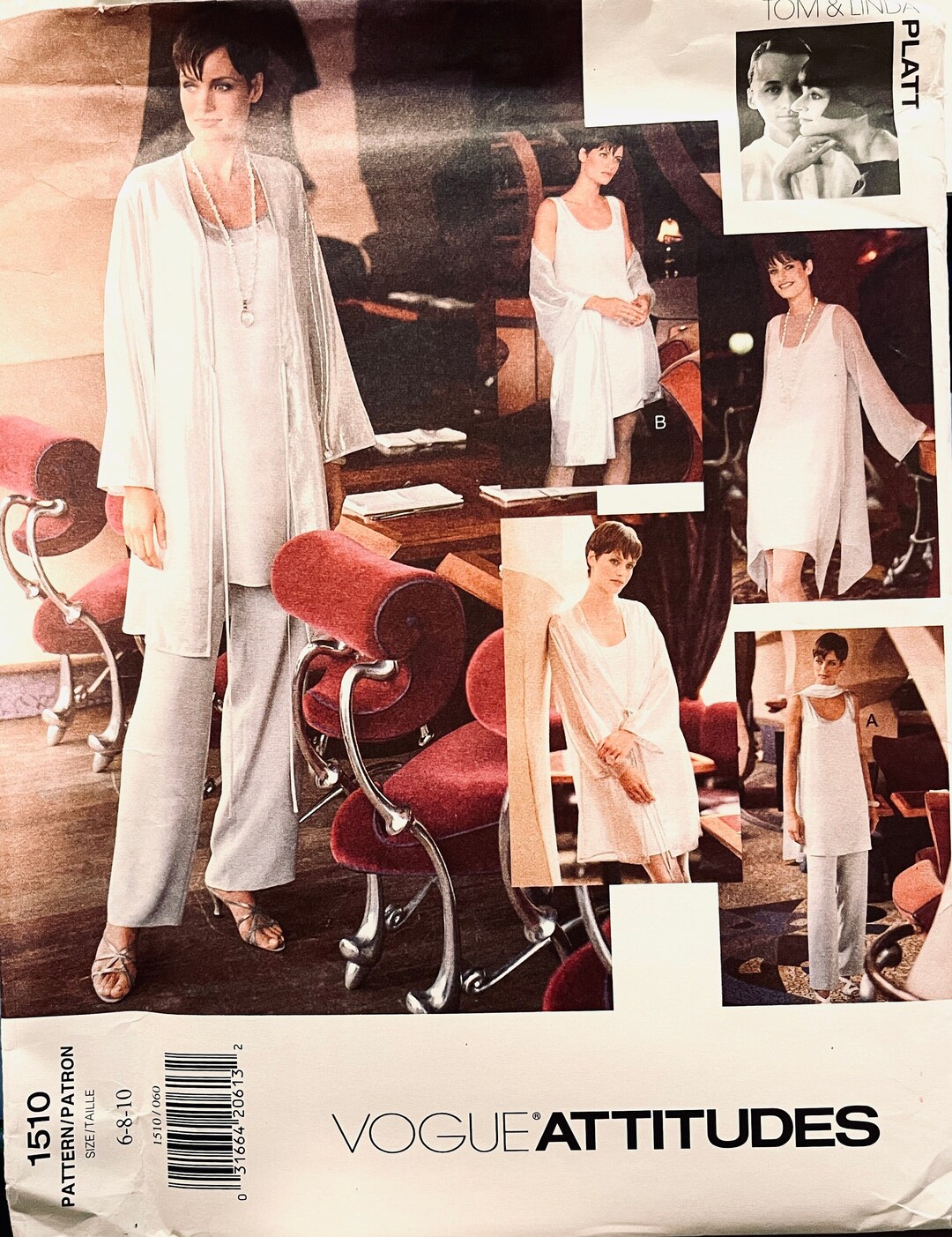 Vintage VOGUE 1510 Jacket Overdress Dress Top Pants WARDROBE Pattern Platt Vogue Attitudes Size ...