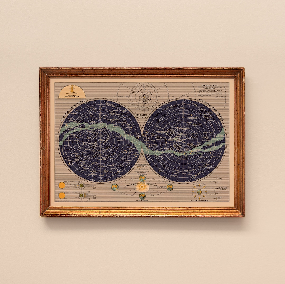 Celestial Charts Astronomic Map Diagram Poster Print Etsy