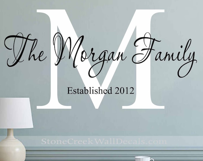 Personalized Wall Decal Family Name and Date Decal Vinyl Wall Decal ...