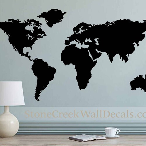 World Map Wall Decal Art Wall Decal Home Retail or Office - Etsy
