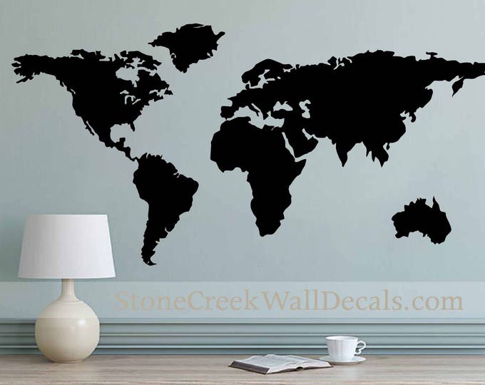World Map Wall Decal Art Wall Decal Home Retail or Office Extra Large ...