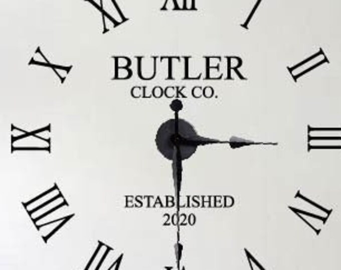 Large Wall Clock Decal | Custom Family Name With Year Established Clock ...