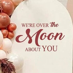 We're Over the Moon About You Baby Shower Party Decal Sign. Gender Reveal Girl or Boy Baby ...