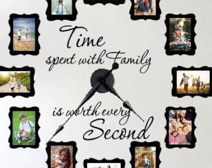Time Spent With Family Clock Decal, Large FAMILY PHOTO Wall Clock Decal ...