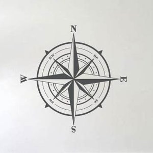 Compass Wall Decal Vinyl Nautical Compass Decal Compass Wall Art Decor ...