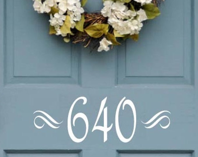 Front Door Number Decal Vinyl Number Door Decal Custom House Number ...