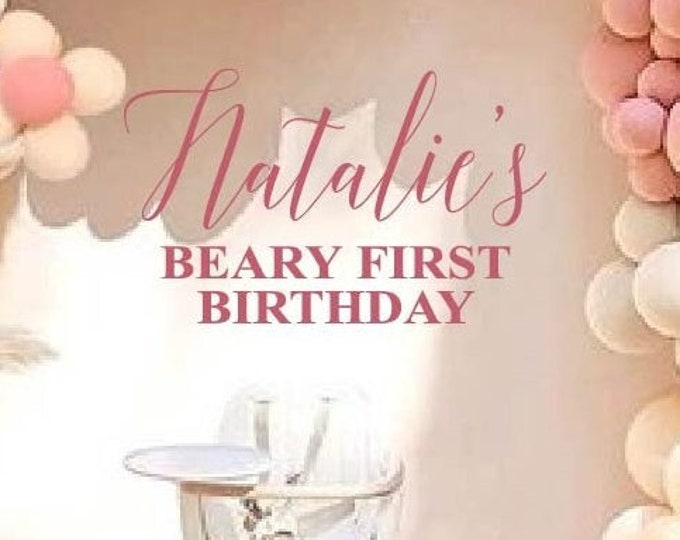 Personalized Beary 1st Birthday Decal for Balloon Arch Personalized ...