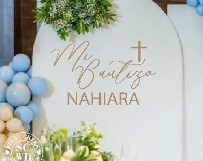 MI BAUTIZO Baptism Decal for Balloon Arch Wall, Personalized Name and ...