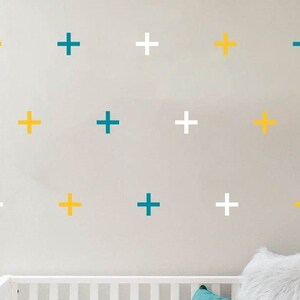 Plus Sign Wall Decals, Set Plus Sign Decal, Geometric Wall Art, Cross ...