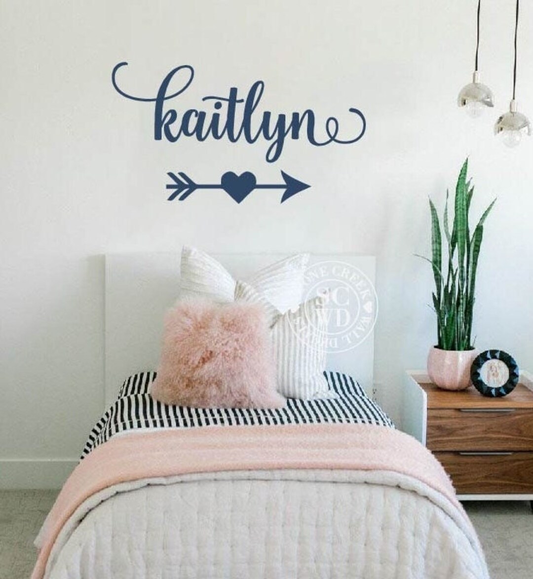 Girls Name Decal Wall Decal Name With Arrow Heart Wall Decal Girls ...