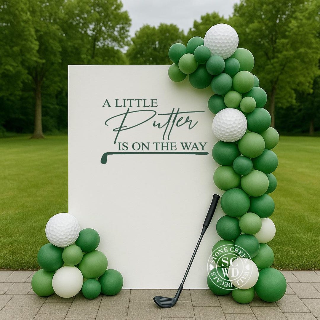 A Little Putter is on the Way Vinyl | Golf Baby Shower Backdrop Display ...