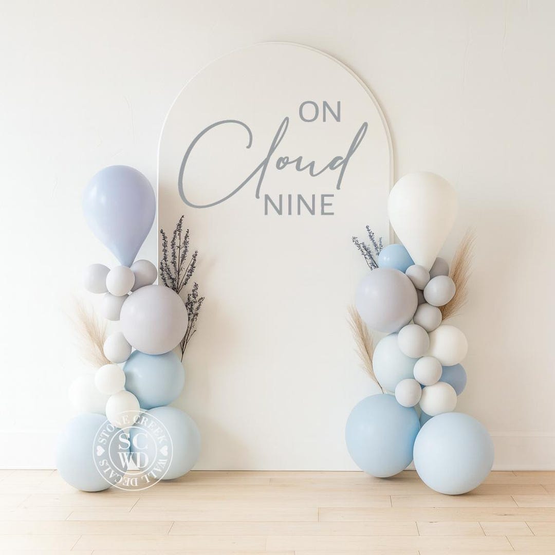 On Cloud Nine Bridal Shower Vinyl Decal | Cloud Theme Backdrop Sticker ...