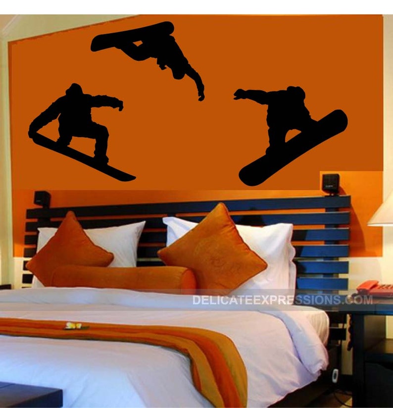 Set of 3 Snowboard Decals | Sports Wall Decals | Decals for Bedroom ...