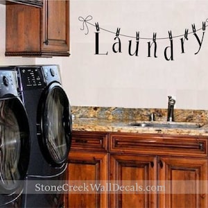 Laundry Clothesline Vinyl Wall Decal - Laundry Room Vinyl Wall Decal ...