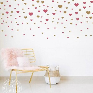 Heart Wall Decals, Vinyl Wall Decals, 220 Heart Decals, 2 Color Heart ...