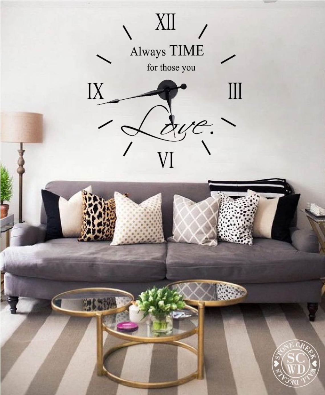 Clock Wall Decal Large Wall Clock Kit Wall Sticker Clock - Etsy