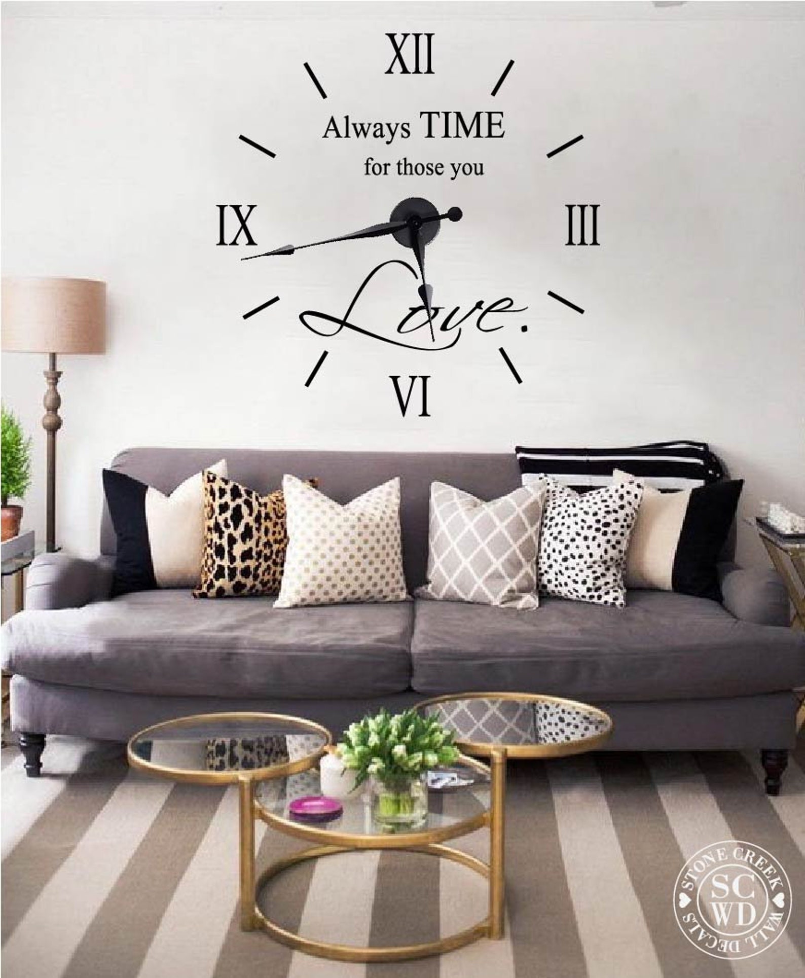 Clock Wall Decal Large Wall Clock Kit Wall Sticker Clock - Etsy