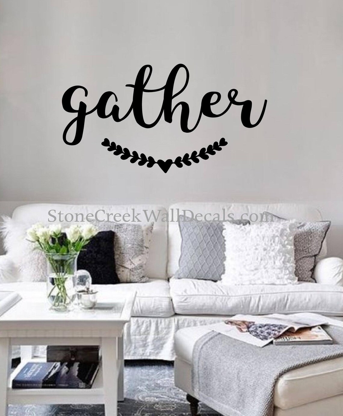 Gather Wall Decal Farmhouse Wall Decor Rustic Handwritten - Etsy