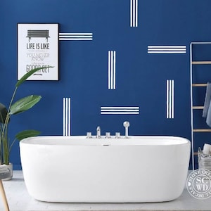 Line Wall Decals, Set of 15 Large Line Wall Decal, Modern Hand Drawn ...