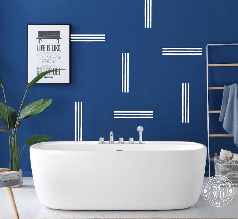Line Wall Decals, Set of 15 Large Line Wall Decal, Modern Hand Drawn ...