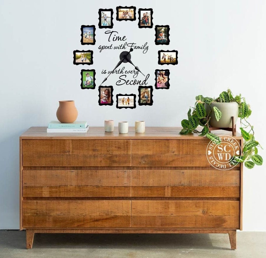 Time Spent With Family Clock Decal Large FAMILY PHOTO Wall Clock Decal ...