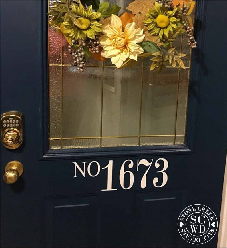 Front Door Number Decal Vinyl Number Door Decal Custom House Number ...