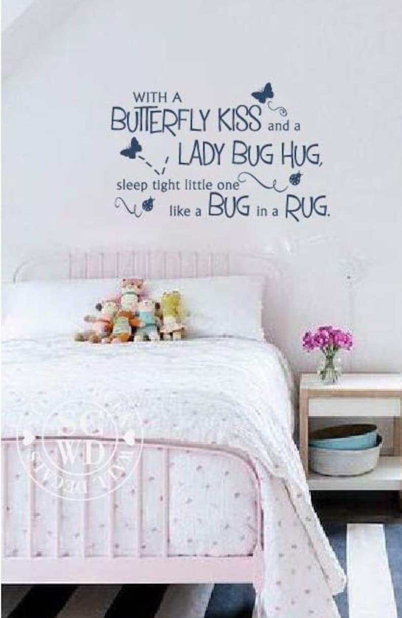 With a Butterfly Kiss and Lady Bug Hug Girl Nursery Wall Decal - Etsy