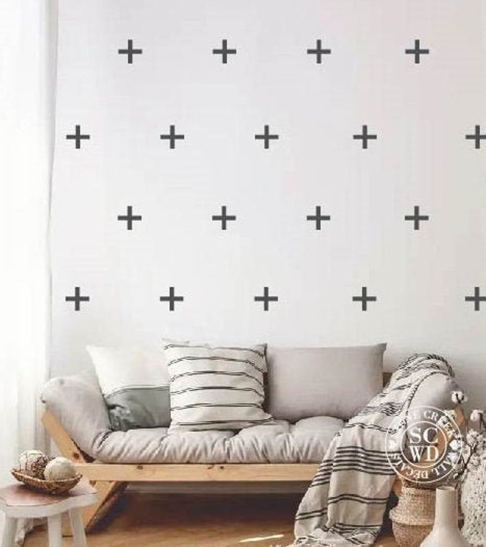 Plus Sign Wall Decals, Set Plus Sign Decal, Geometric Wall Art, Cross ...