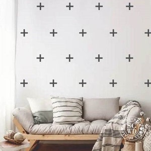 Plus Sign Wall Decals, Set Plus Sign Decal, Geometric Wall Art, Cross ...