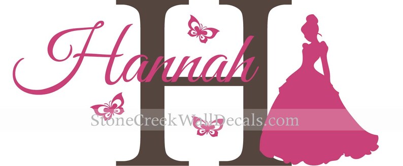 Personalized Princess Decal With Initial and Butterflies | Etsy
