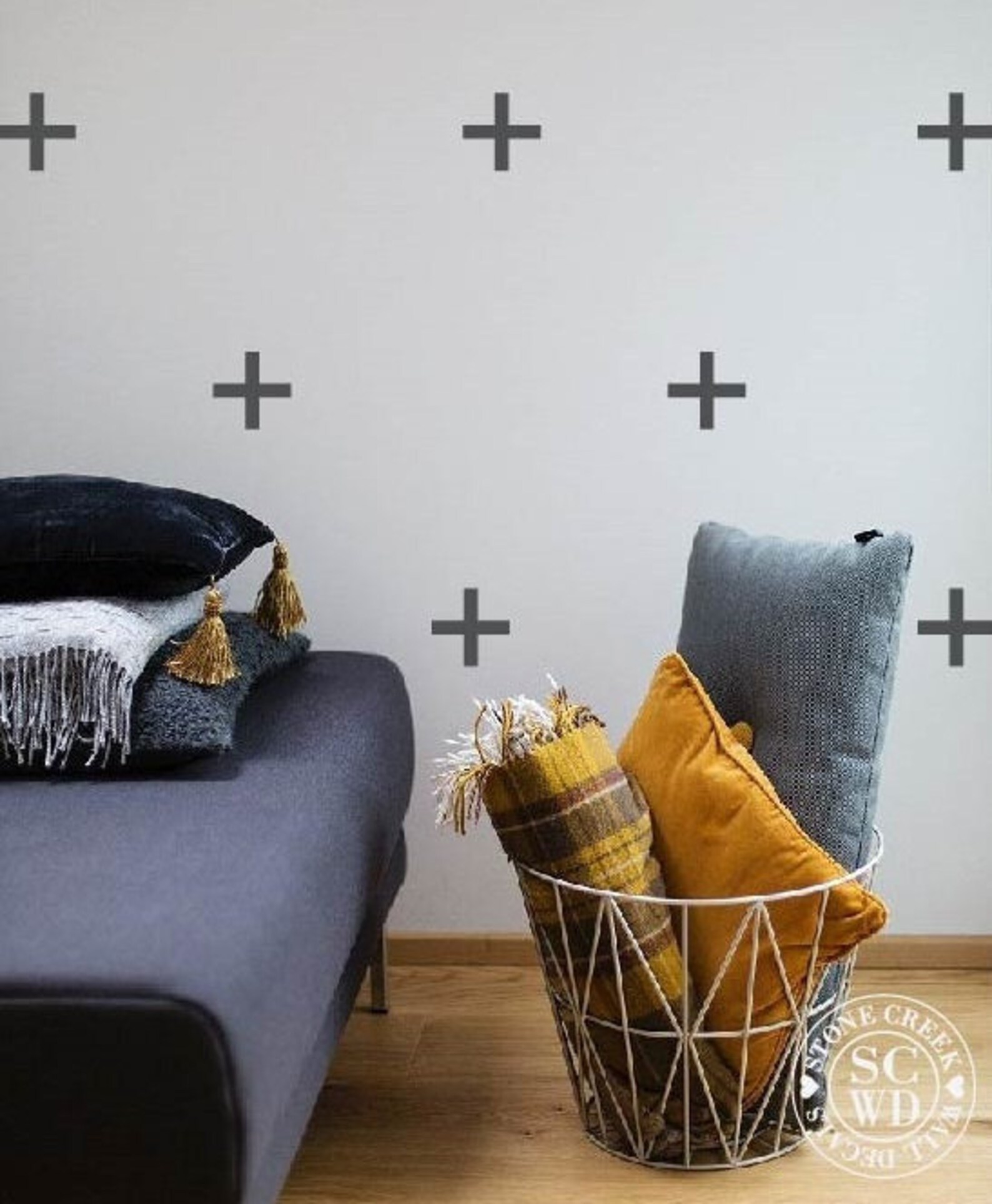 Plus Sign Wall Decals, Set Plus Sign Decal, Geometric Wall Art, Cross ...