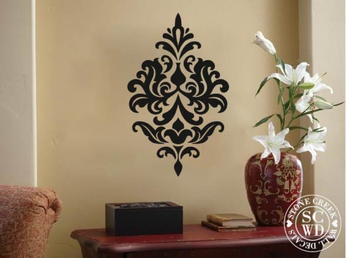 Damask Decals Vinyl Wall Paper Damask Wall Decal Vinyl Vinyl Decal ...