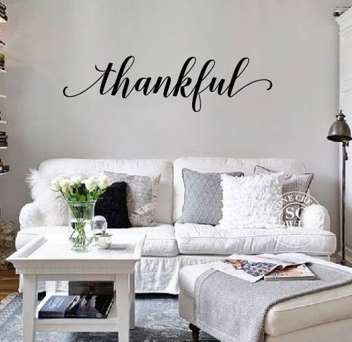 Farmhouse Thankful Decal, DIY Thankful Vinyl Wall Decal, Thankful Sign ...