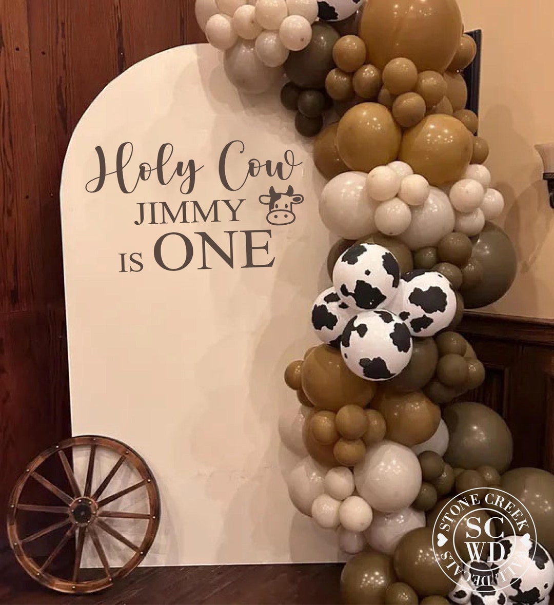 Holy Cow First Birthday Party Decal | Cowboy Name Personalized Party ...