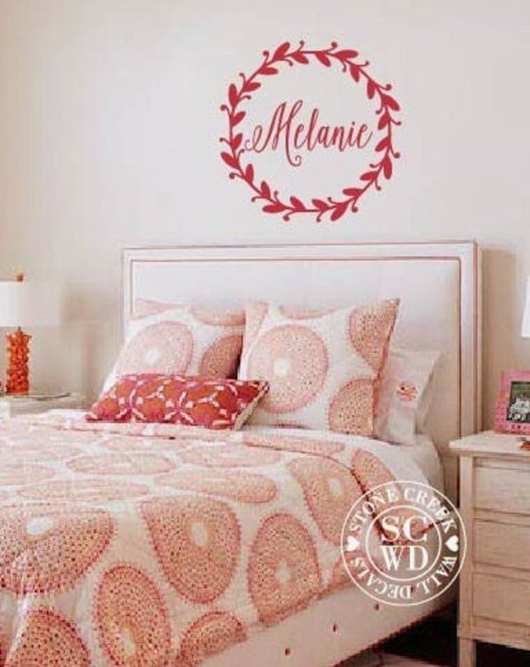 Personalized Wall Decal Name Wall Decal Girls Nursery Decal Twig Wreath ...