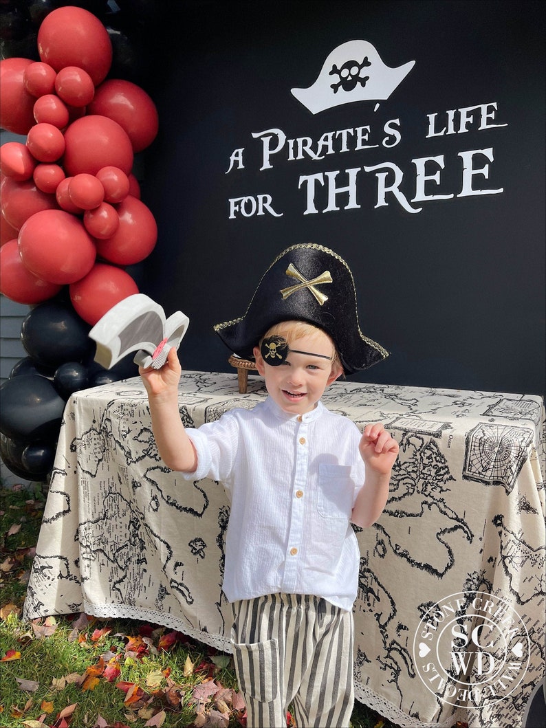 A Pirate's Life for Three Birthday Party Decal for Party - Etsy