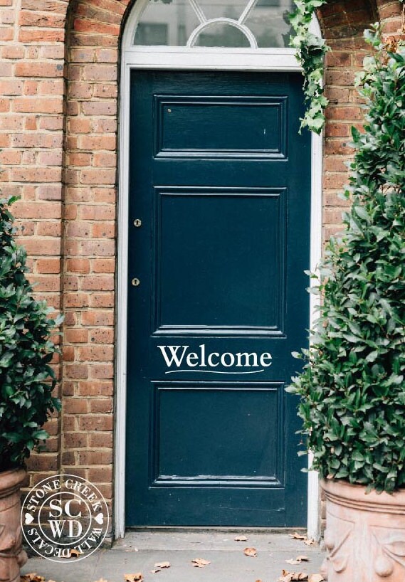 Welcome Door Decal Front Door Decal Welcome Vinyl Decal | Etsy