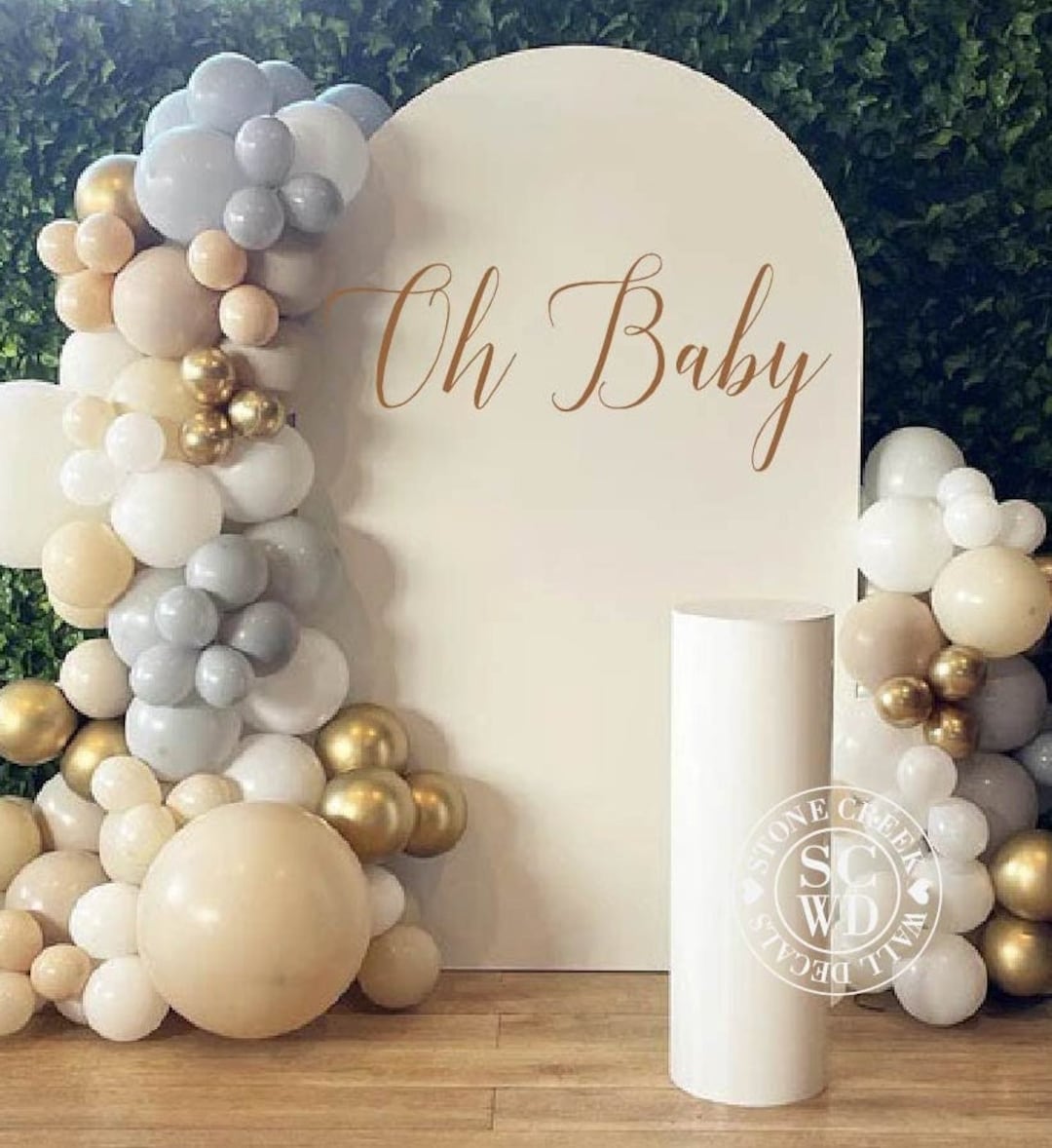 Oh Baby Shower Party Wall Decal Sign | Balloon Arch Decoration | Gender Reveal Boy or Girl Baby ...