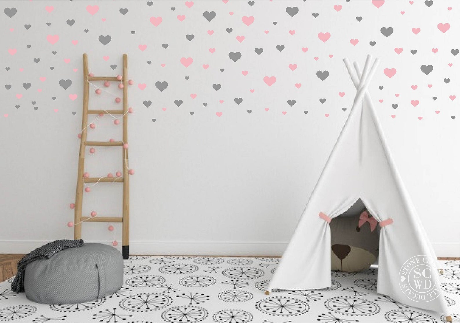 Heart Wall Decals Vinyl Wall Decals 220 Heart Decals 2 - Etsy