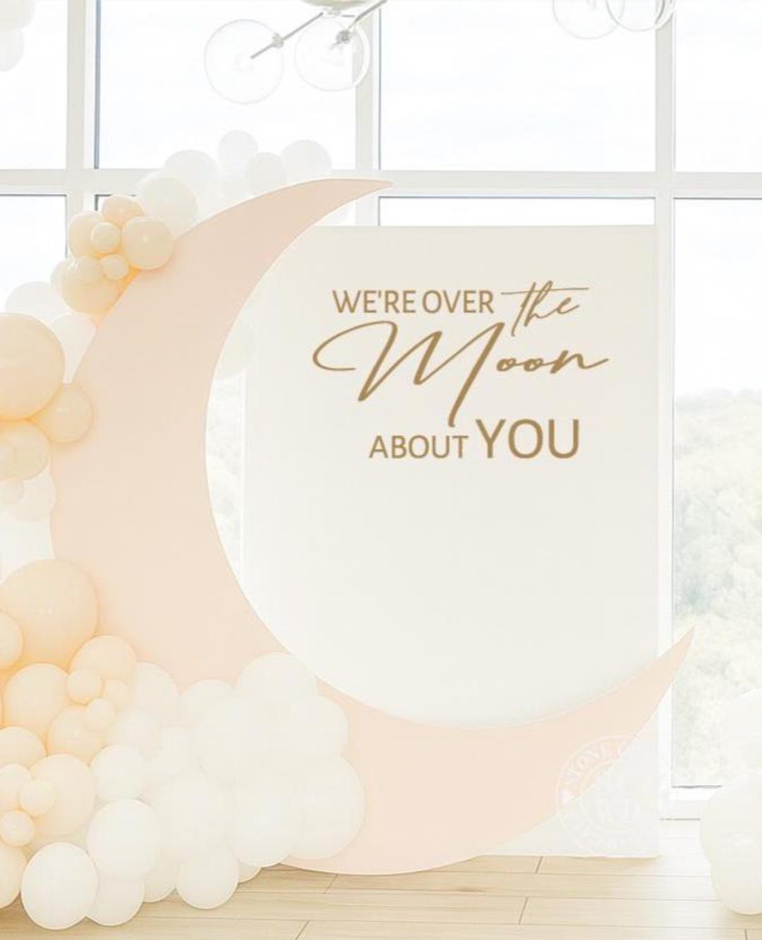 We’re Over the Moon About You Baby Shower Vinyl Decal | Gender Reveal ...