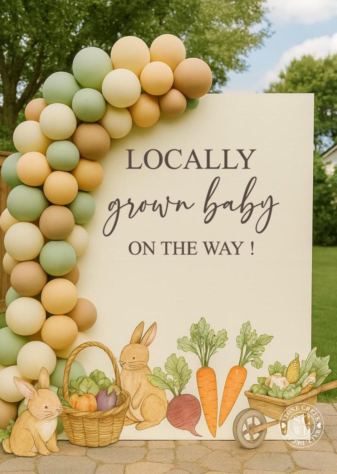 Locally Grown Baby Vinyl | Farm Fresh Baby Shower Backdrop Display for ...