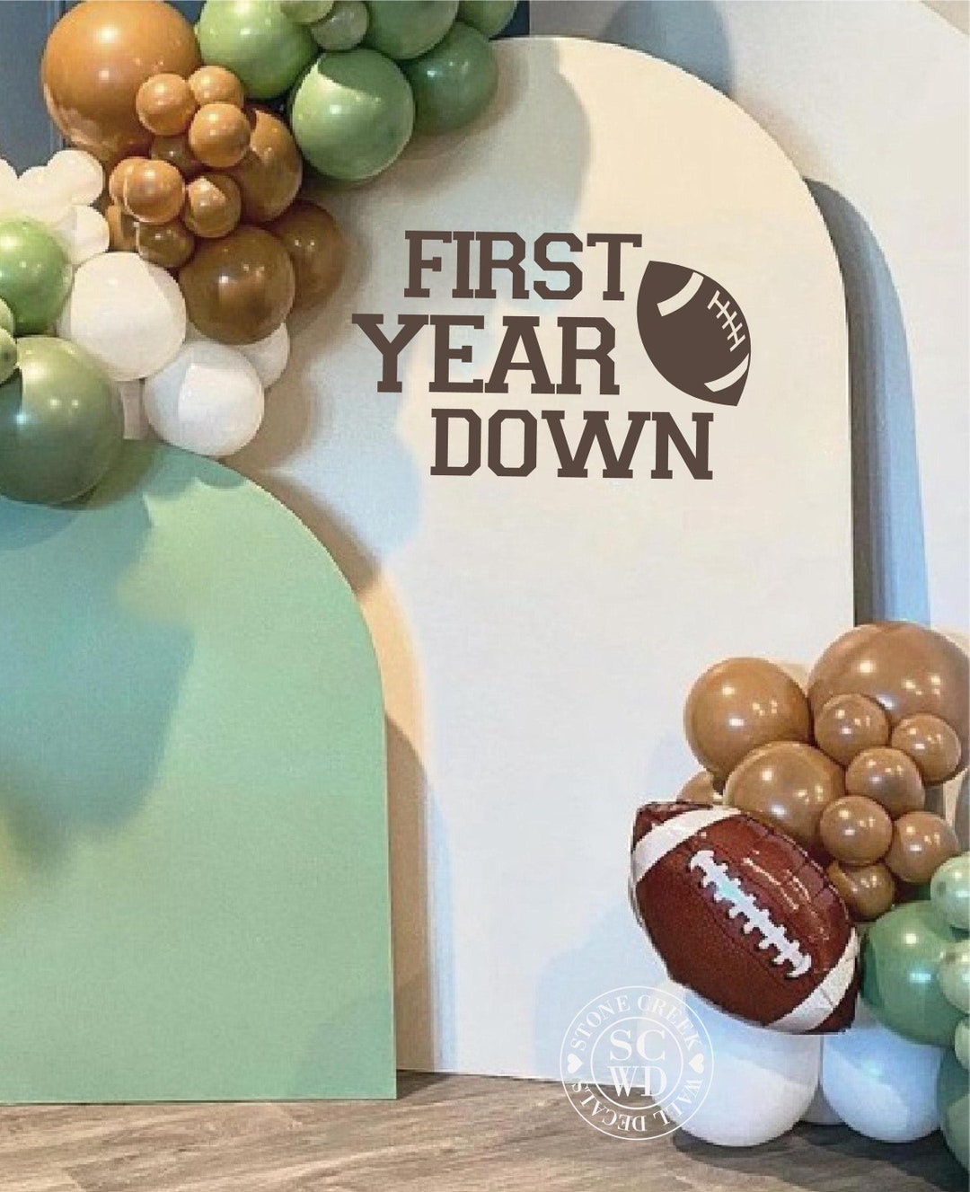 First Year Down Football Birthday Party Decal. 1st Year Down Birthday ...