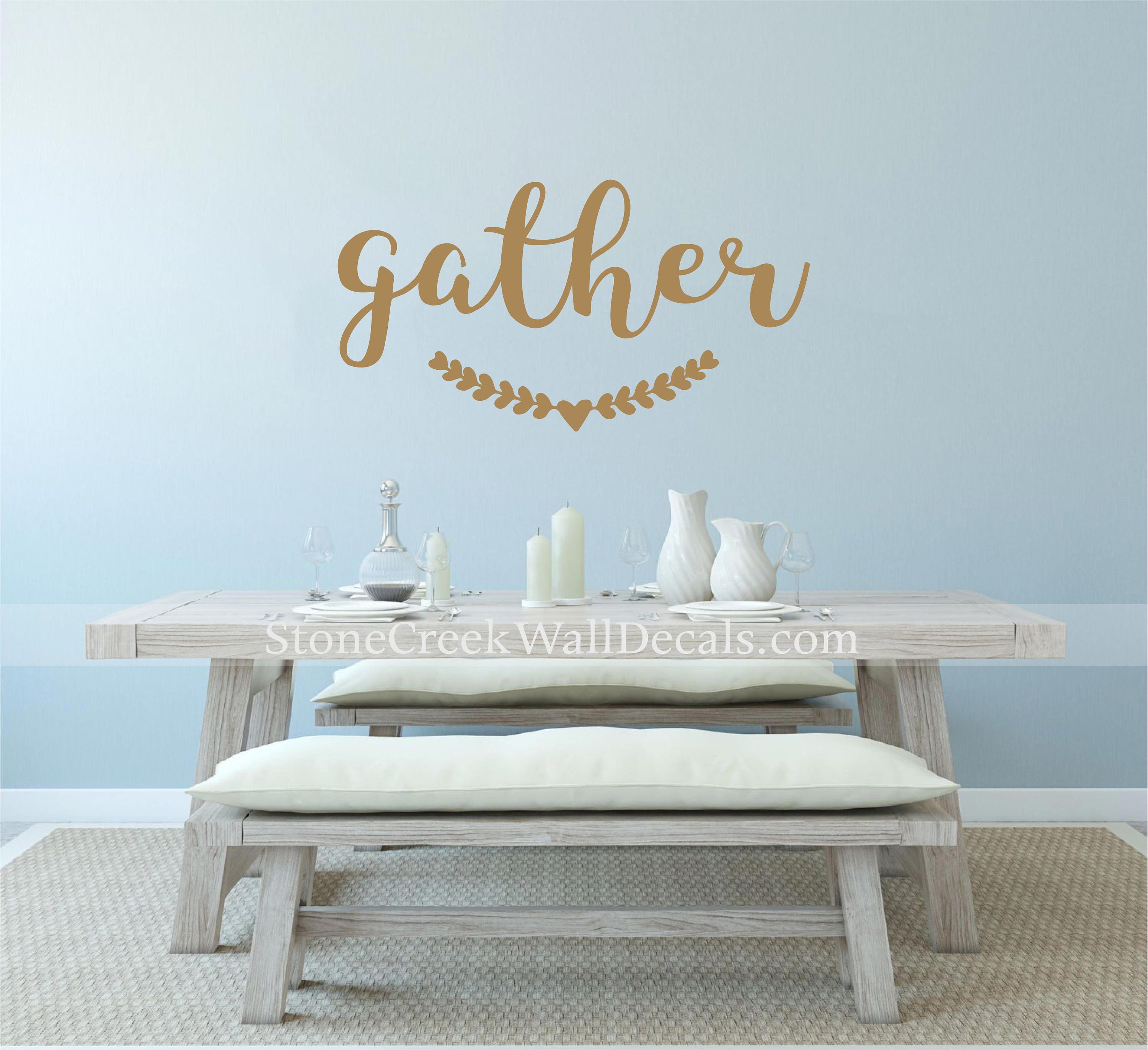 Gather Wall Decal Farmhouse Wall Decor Rustic Handwritten | Etsy